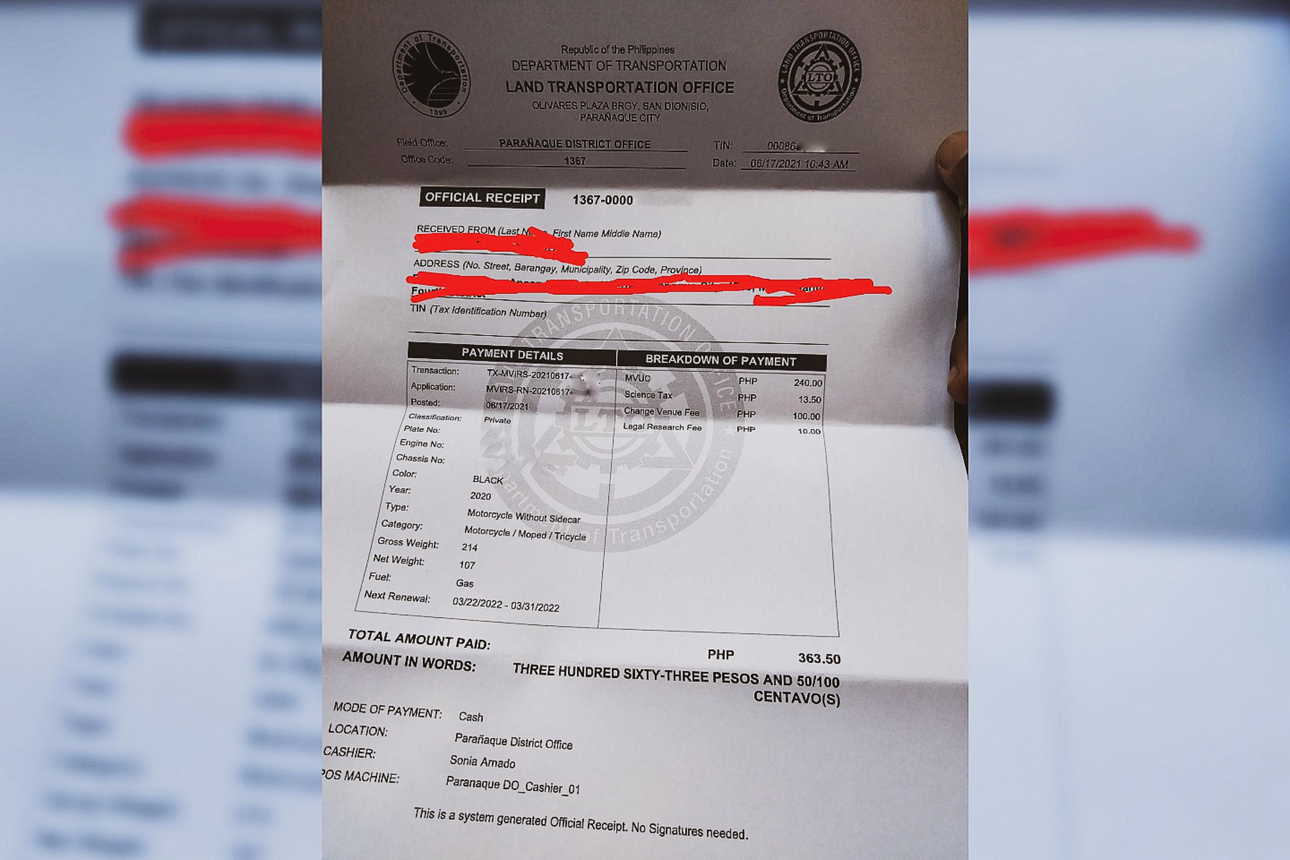 LTO: No more blue OR, enforcers should honor regular paper OR ...